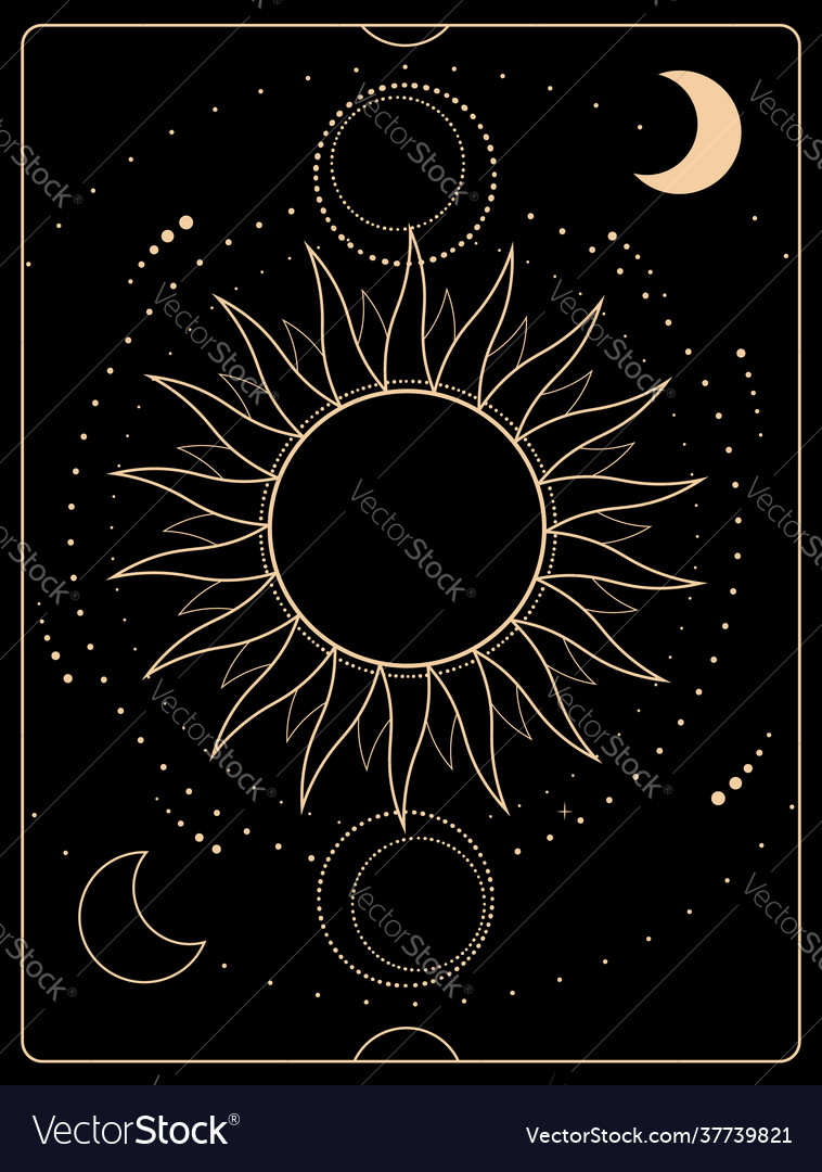Astronomical esoteric composition sun moon Vector Image