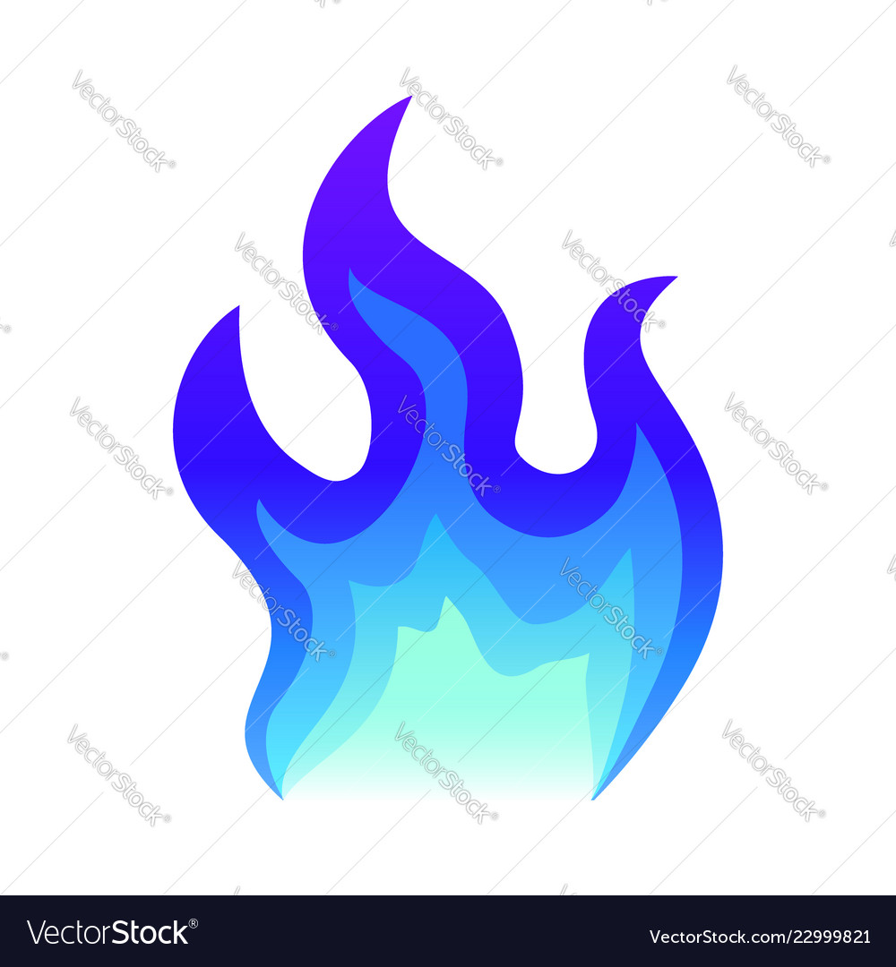 Blue fire icon flat flame Royalty Free Vector Image