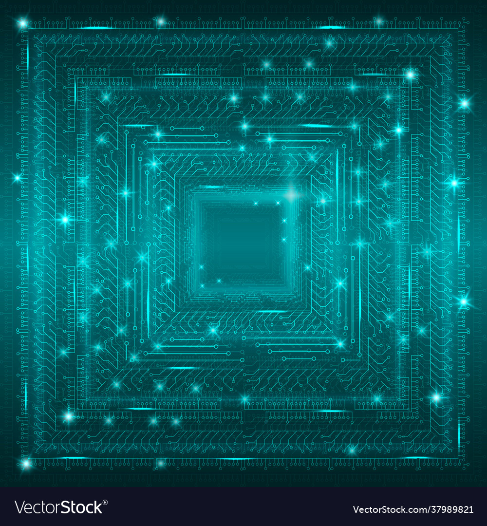 Blue technological background with square elements