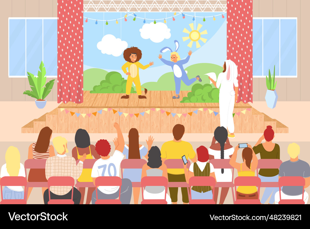 Children performing on theater stage Royalty Free Vector