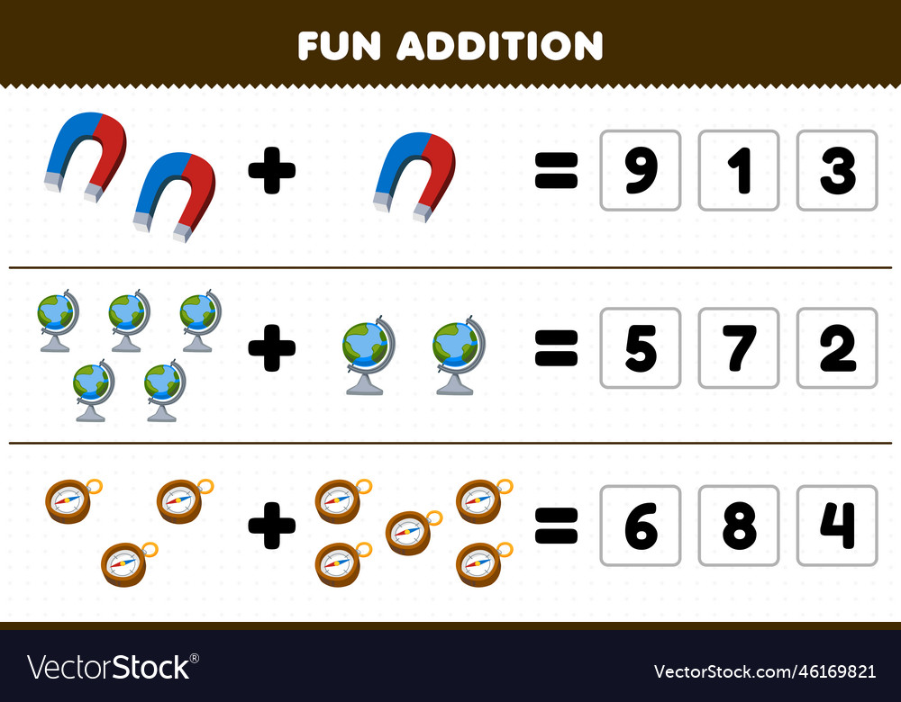 Education game for children fun addition by guess Vector Image