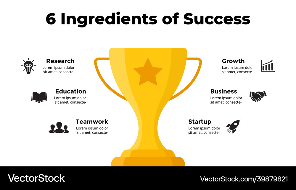 Golden winner cup success infographic Royalty Free Vector