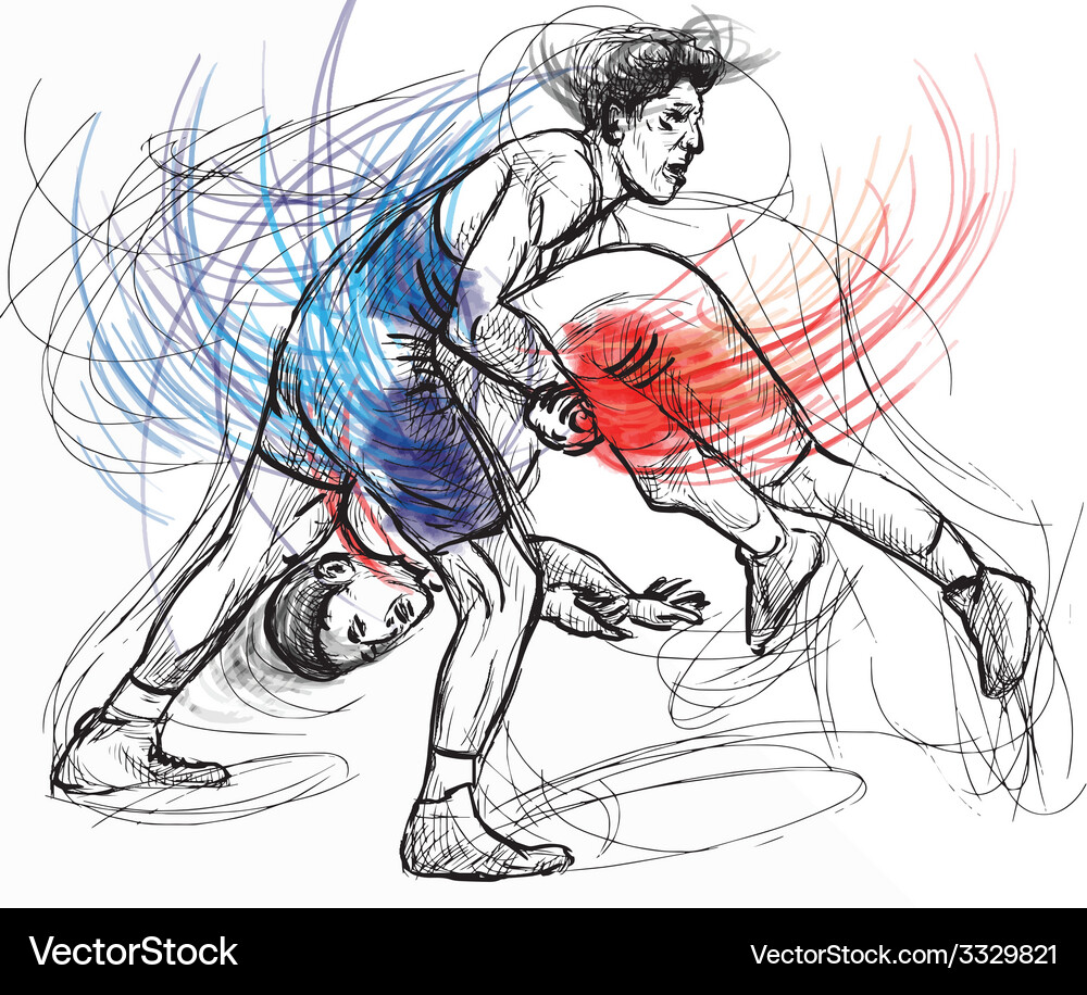 Greco-roman wrestling an hand drawn Royalty Free Vector