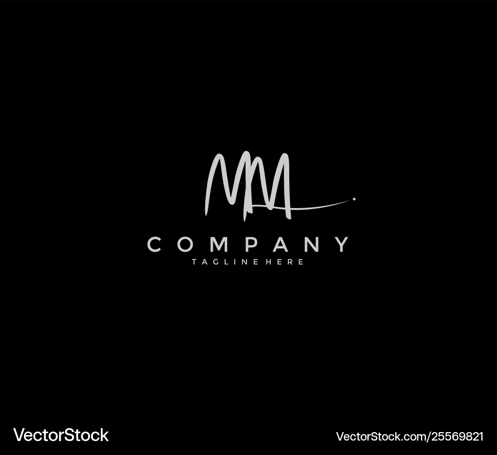 Handwritting signature letter mm logotype Vector Image