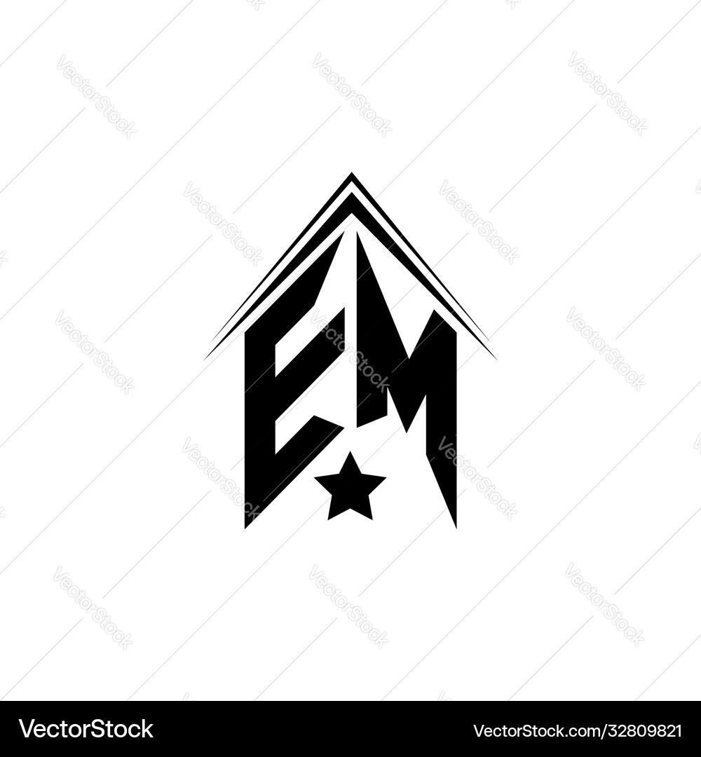 Initial em logo design with shape style Royalty Free Vector