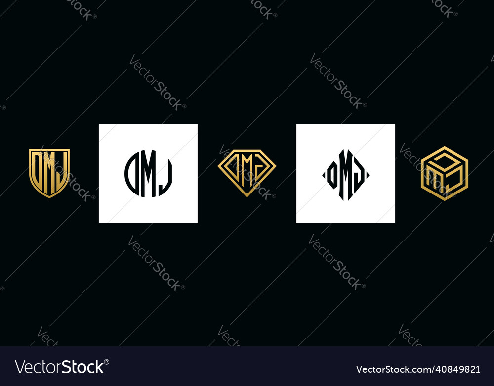 Initial letters dmj logo designs bundle Royalty Free Vector