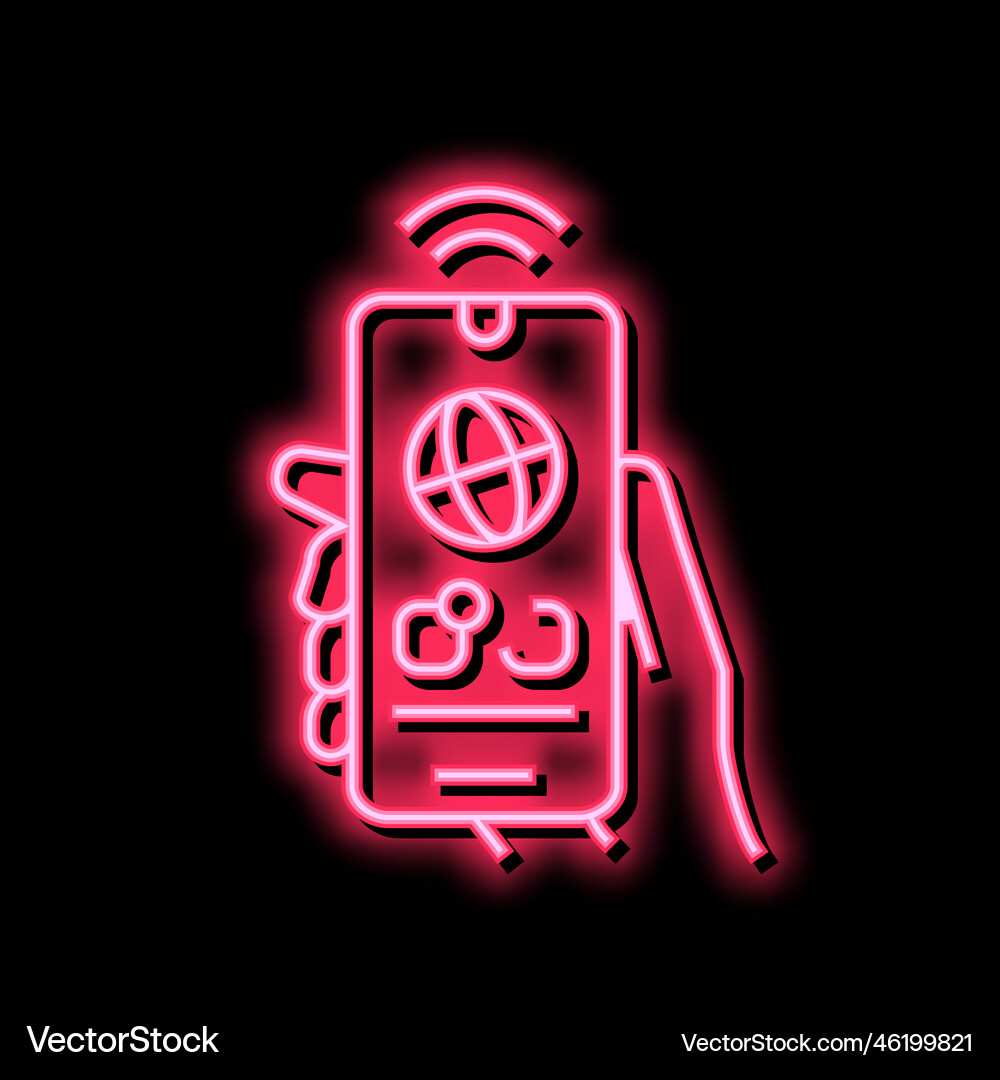 Internet communication mobile app neon glow icon Vector Image