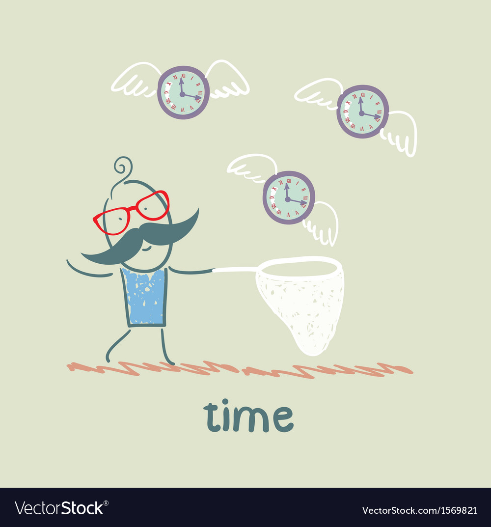 Man catches a time Royalty Free Vector Image - VectorStock
