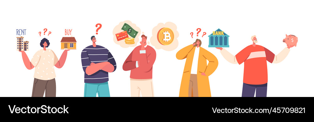 People characters consider issue of savings Vector Image