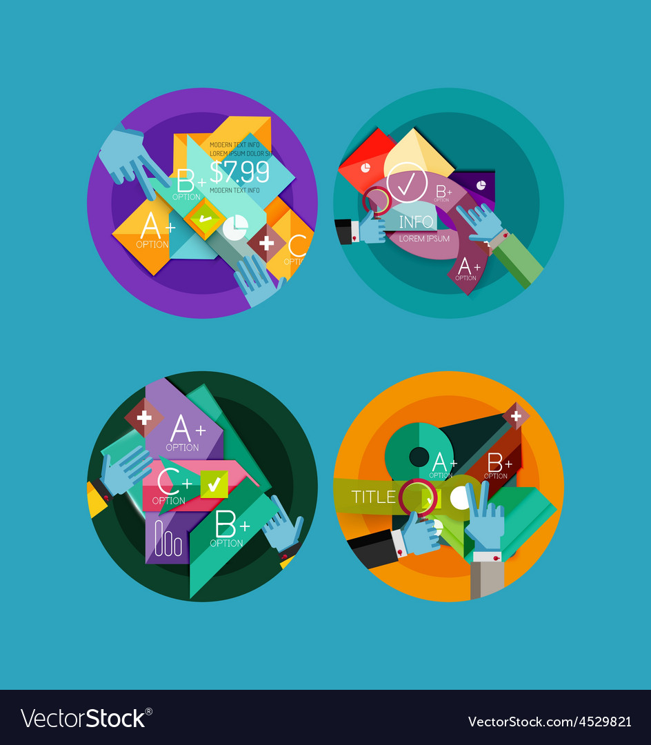 Set of flat design circle infographic icons Vector Image