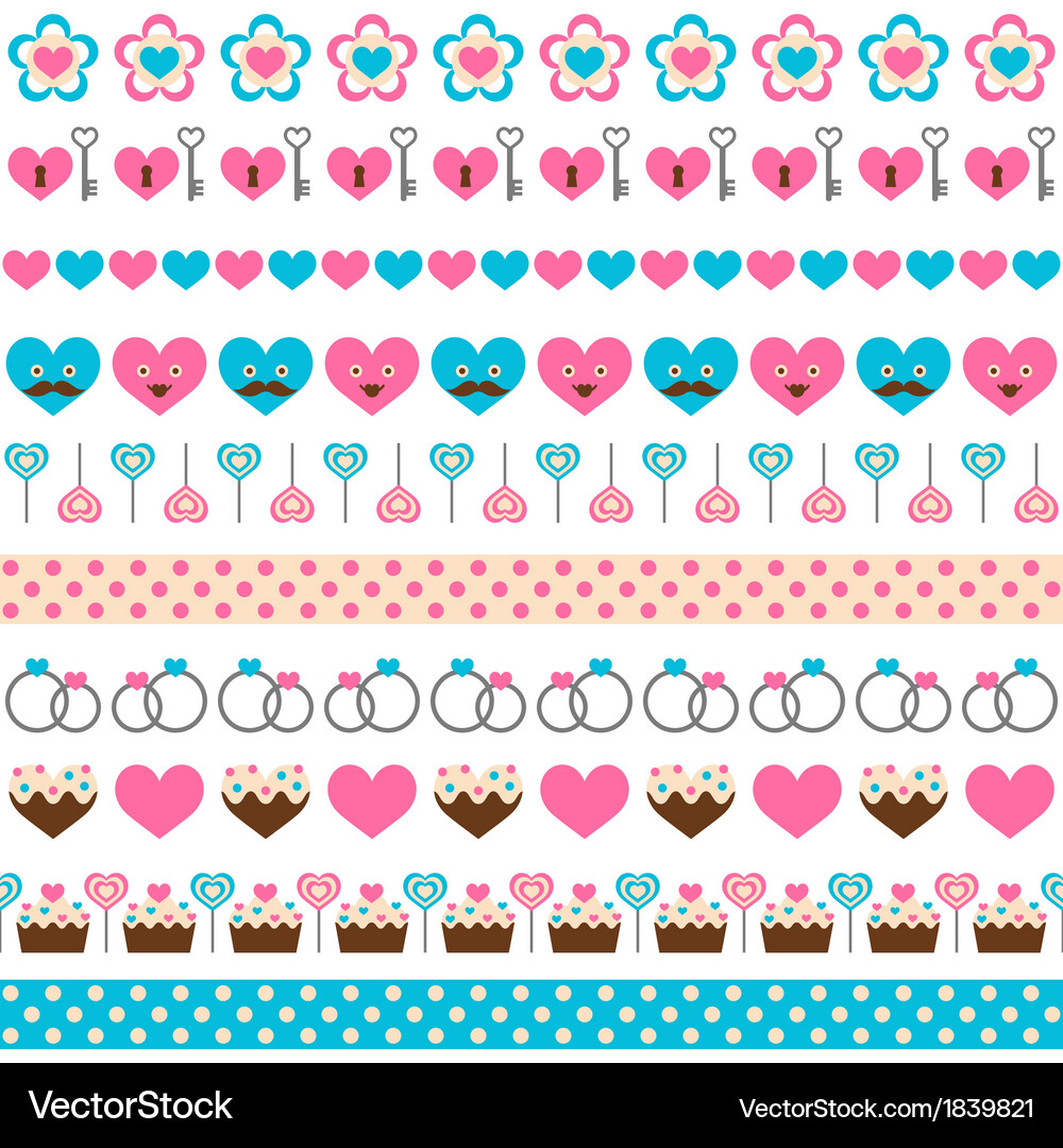 Set of seamless romantic ribbons Royalty Free Vector Image