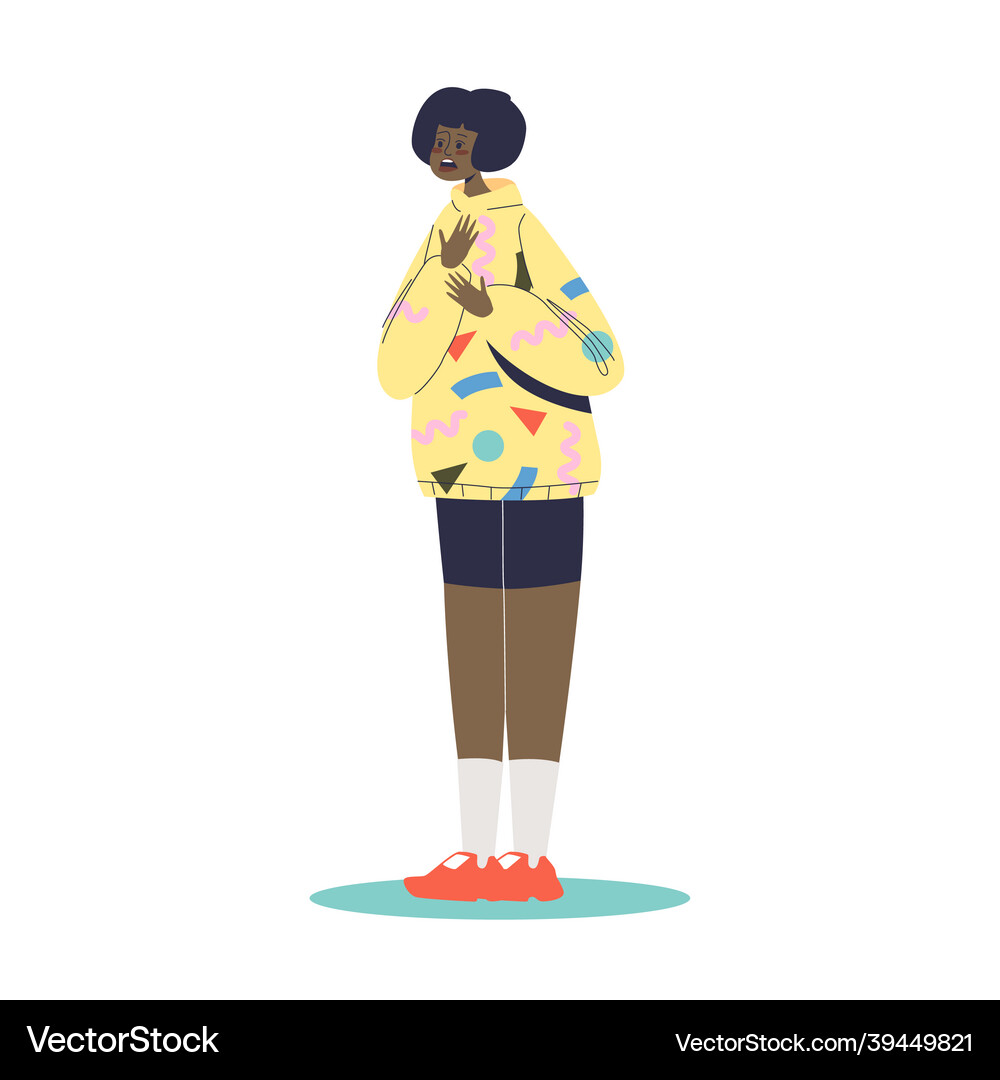 Shocked young woman looking scared and amazed Vector Image