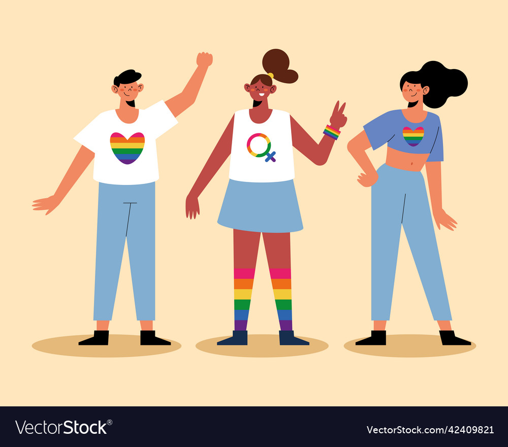 Three lgbtq community persons Royalty Free Vector Image