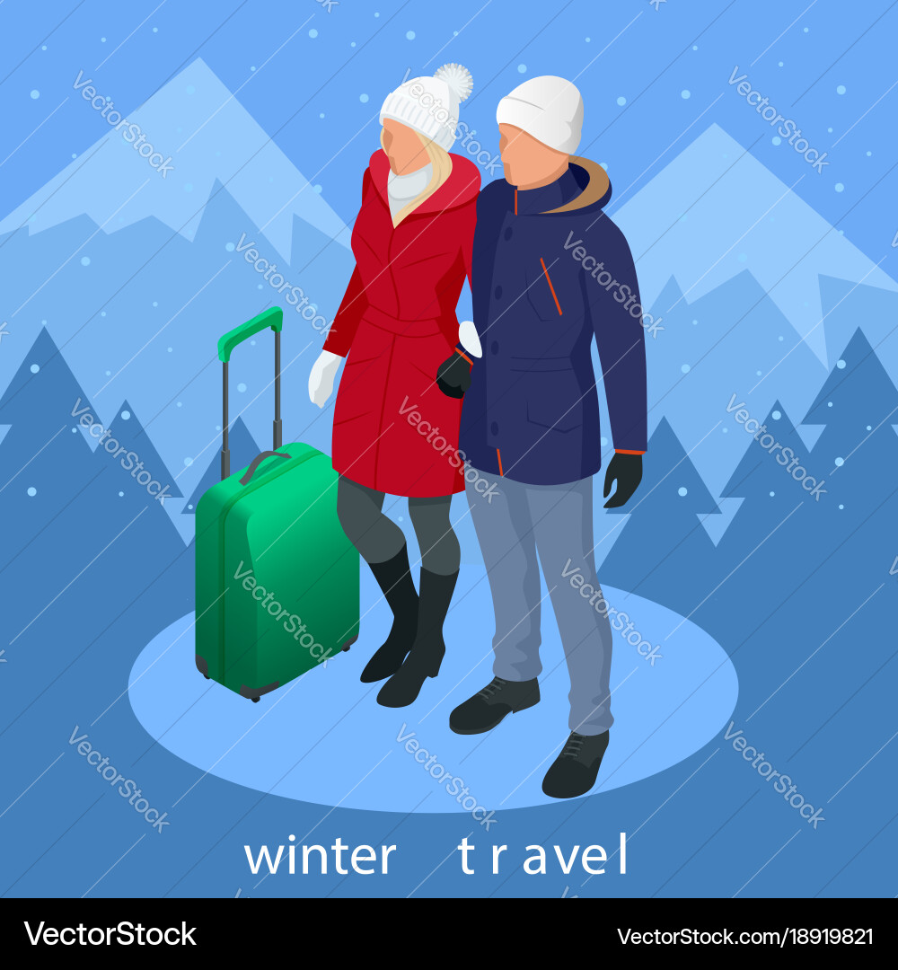Trip on a winter vacation in the mountains Vector Image