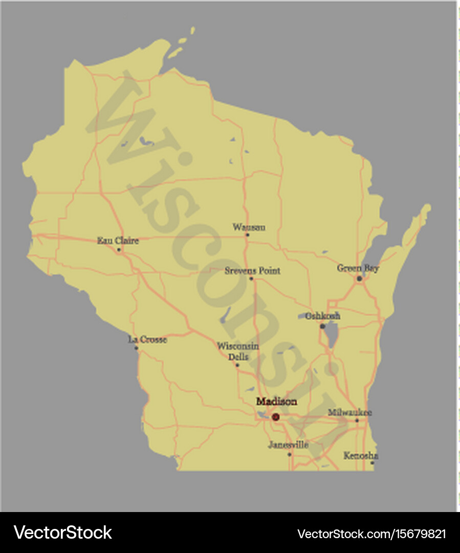 Wisconsin State Map - Detailed & Accurate Vector Image