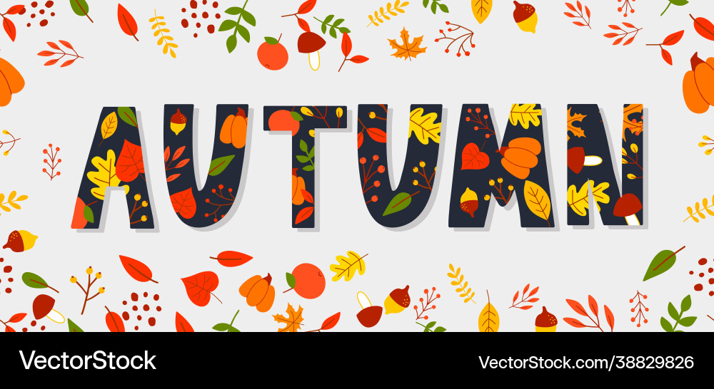 Autumn banner fall lettering card Royalty Free Vector Image