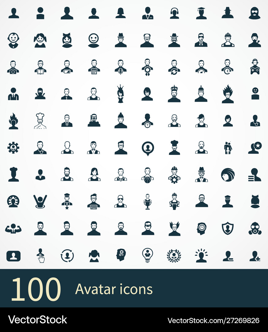 Avatar 100 icons universal set for web and ui Vector Image