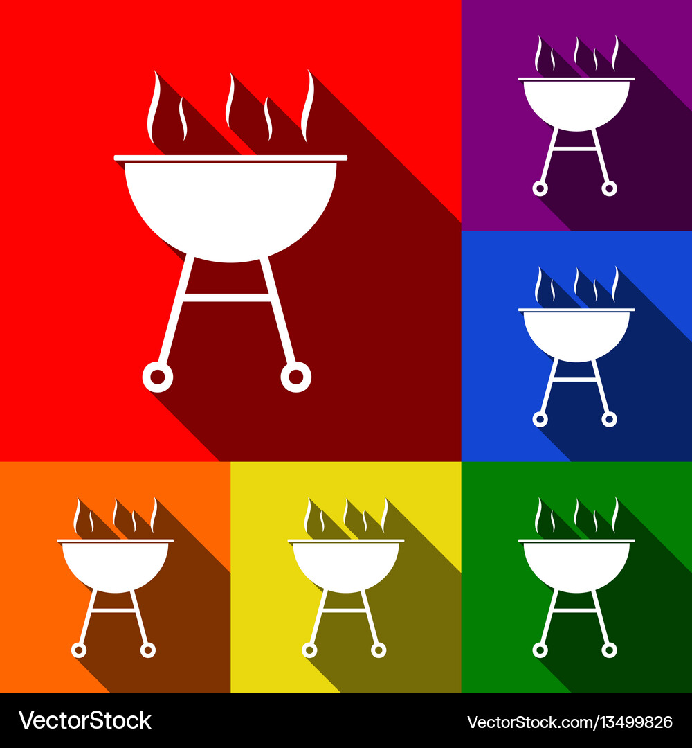 Barbecue simple sign set icons Royalty Free Vector Image