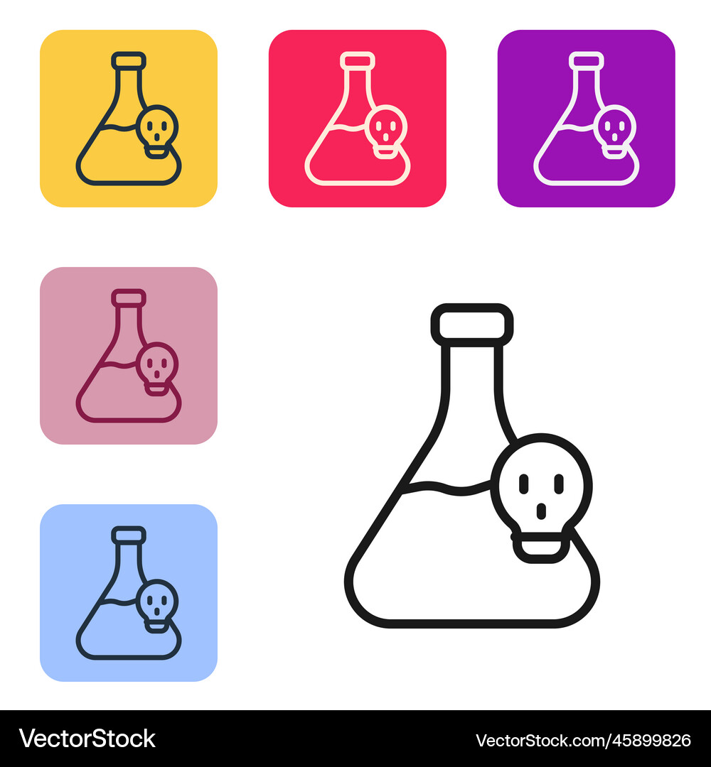 Black line laboratory chemical beaker with toxic Vector Image