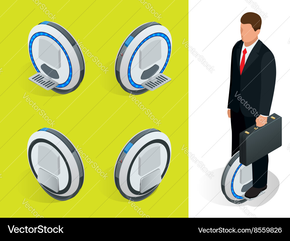 Business man on one-wheeled self-balancing Vector Image
