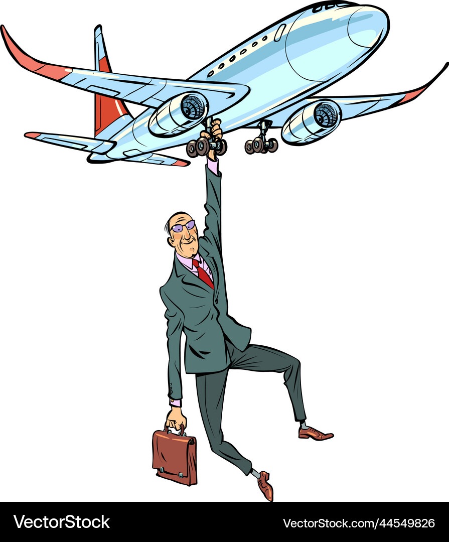 Businessman Flying on Airplane Royalty Free Vector Image
