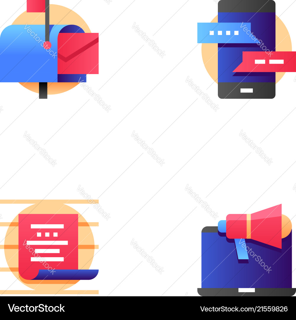 Buzz marketing line icons set Royalty Free Vector Image