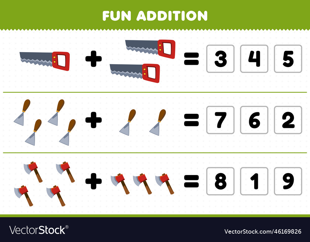 Education game for children fun addition by guess Vector Image
