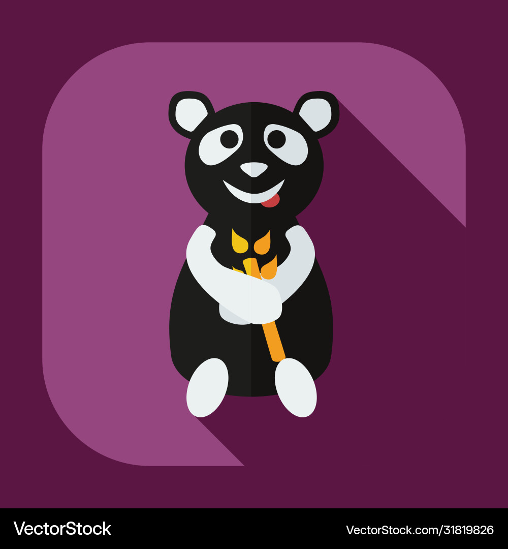 Flat modern design with shadow icons panda eating Vector Image