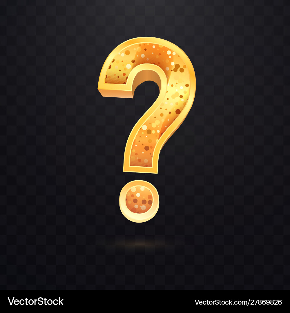 Golden question sign on dark transparent Vector Image