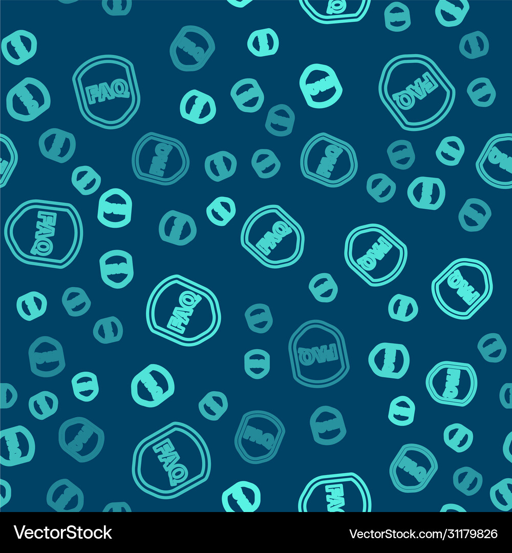 Green line shield with text faq information icon Vector Image