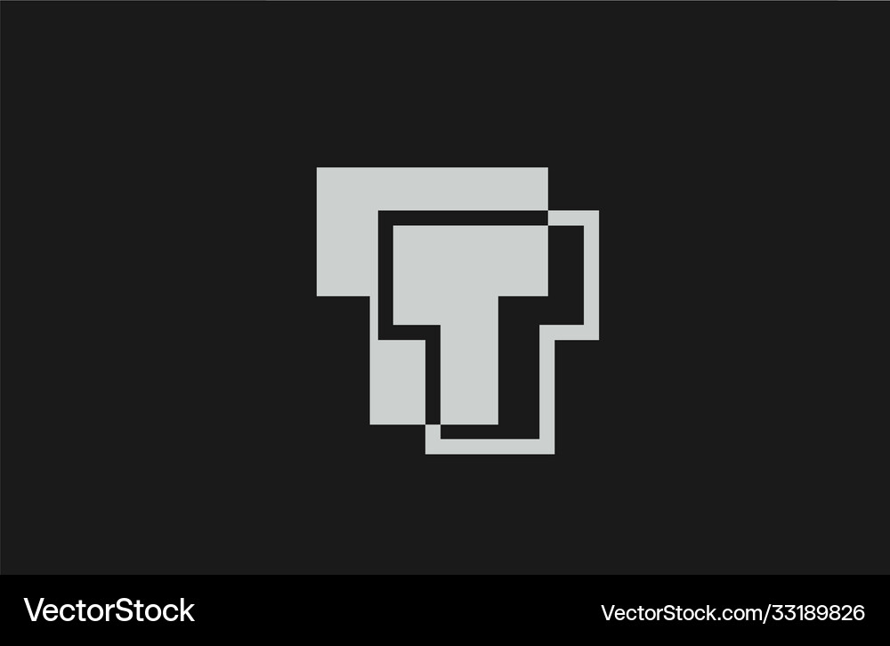 Grey black white t alphabet letter logo icon Vector Image