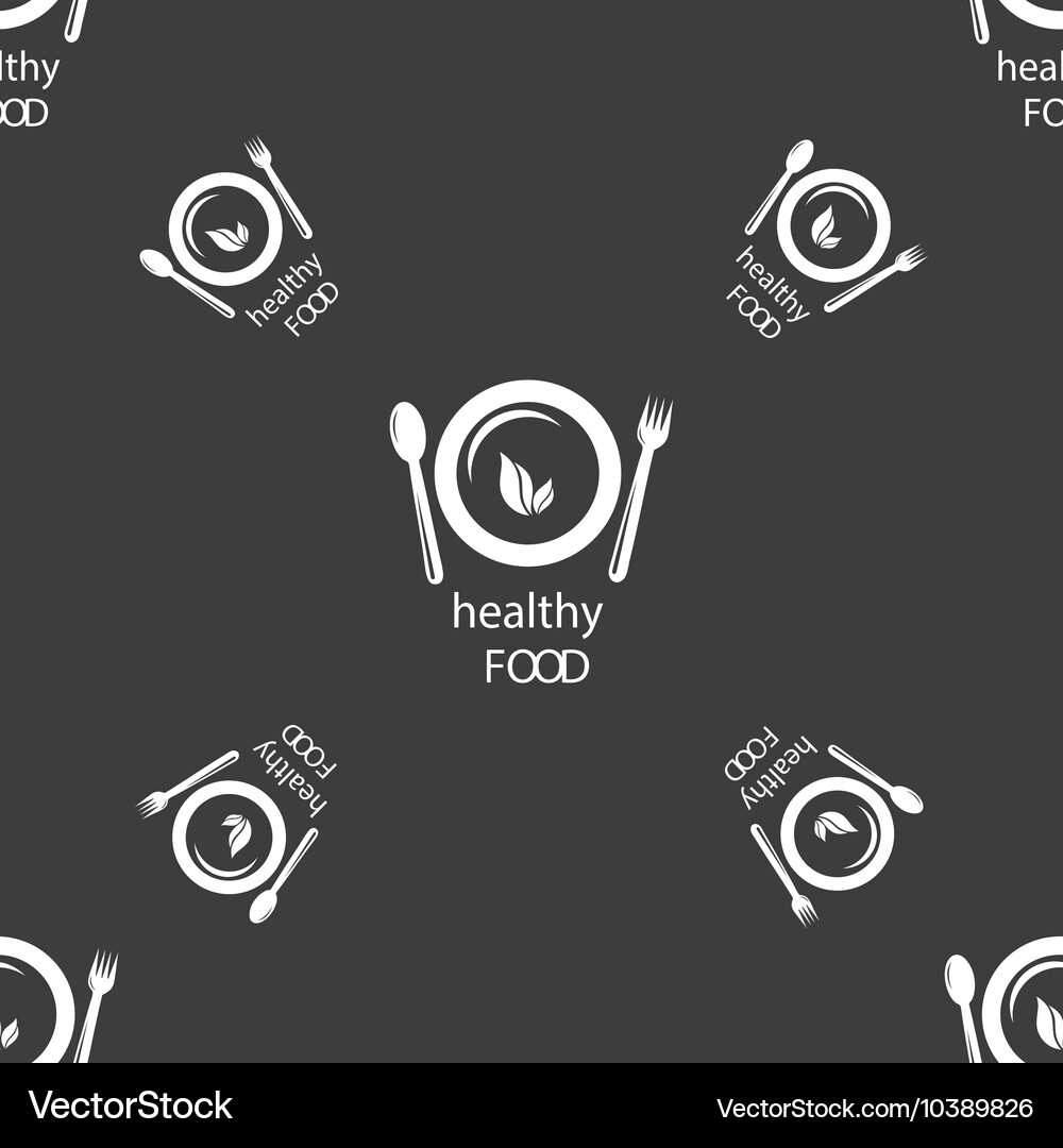 Healthy food concept sign seamless pattern Vector Image