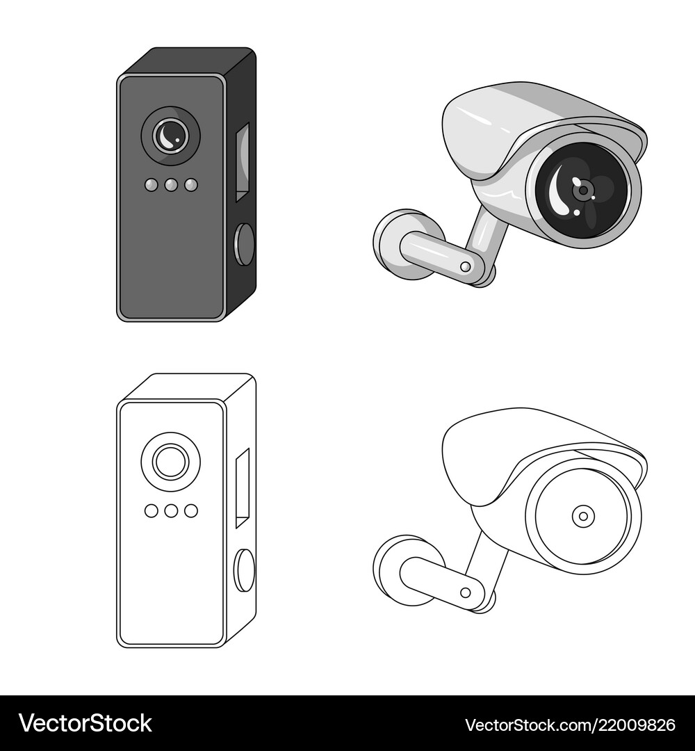 Isolated object of cctv and camera symbol set Vector Image