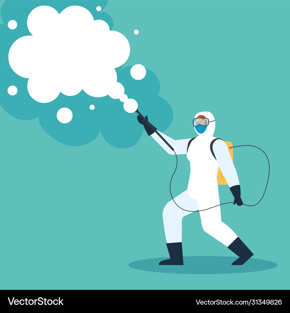 Person with protective suit or spraying viruses Vector Image