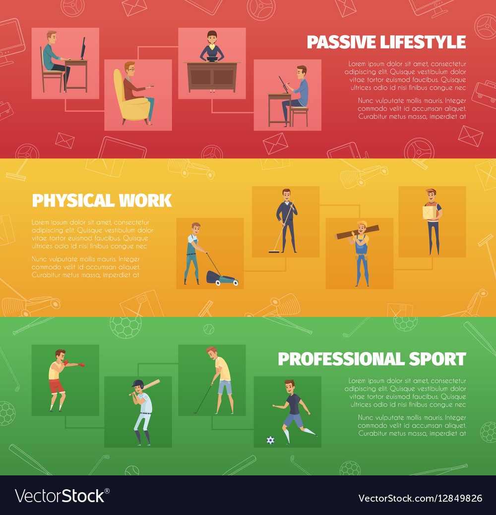 Physical activity banners set Royalty Free Vector Image Physical activity banners set Royalty Free Vector Image