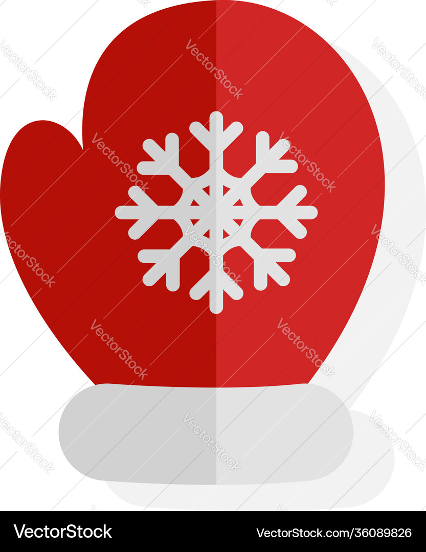 Red glove with a snowflake on white background Vector Image