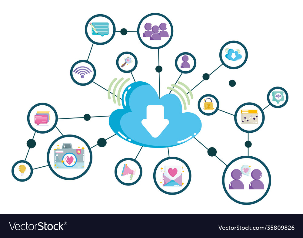Social media cloud computing technology digital Vector Image