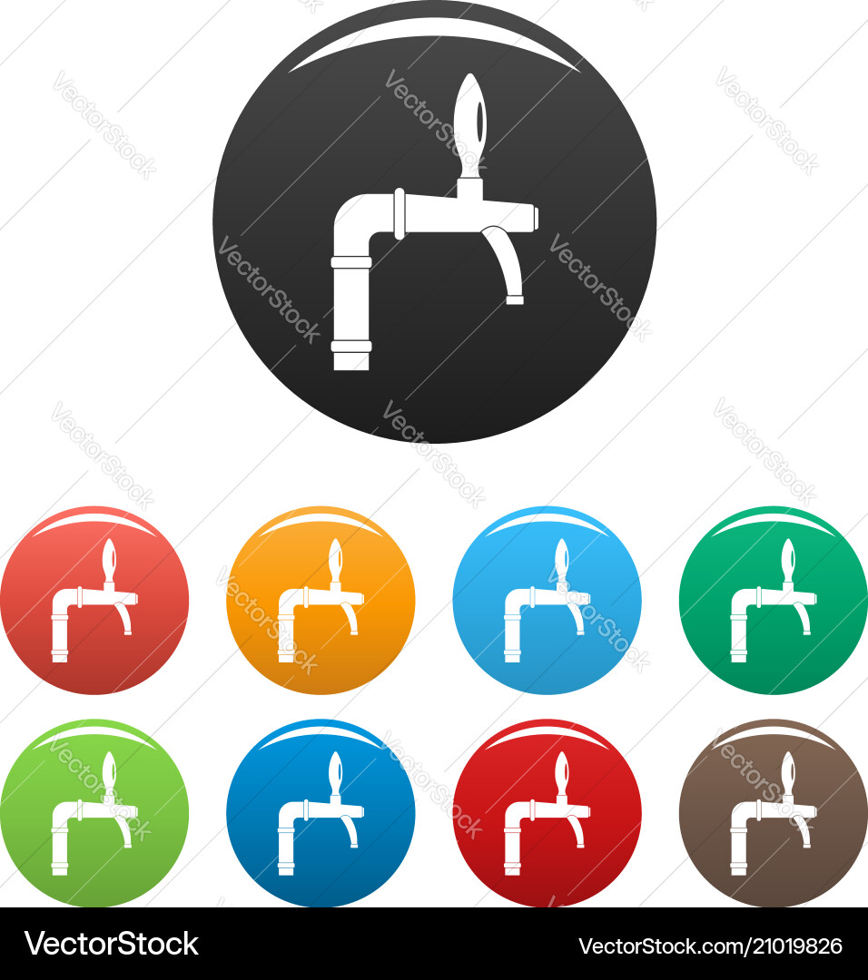 Tap with handle icons set color Royalty Free Vector Image