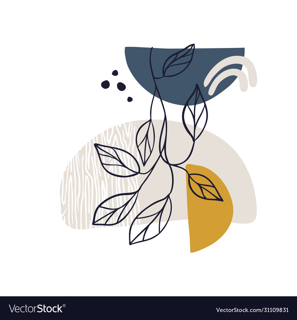 Abstract floral art leaves background hand draw Vector Image