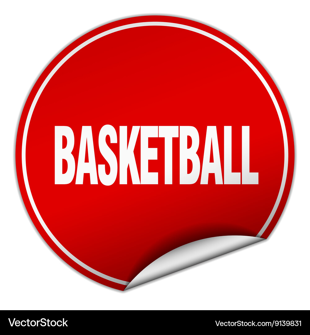 Basketball round red sticker isolated on white Vector Image