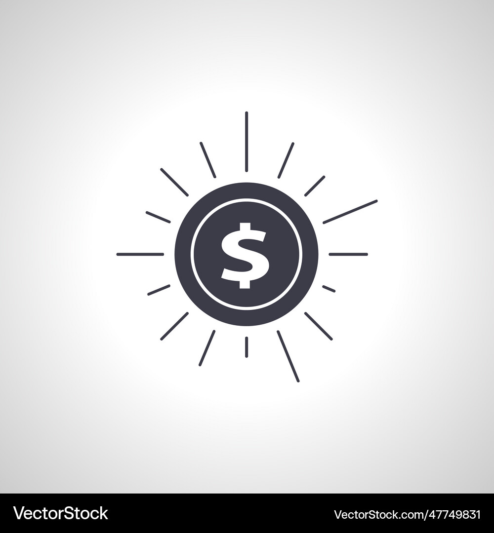Coin money icon glowing icon Royalty Free Vector Image
