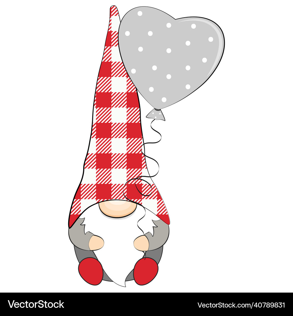 Cute valentines day gnome with heart Royalty Free Vector