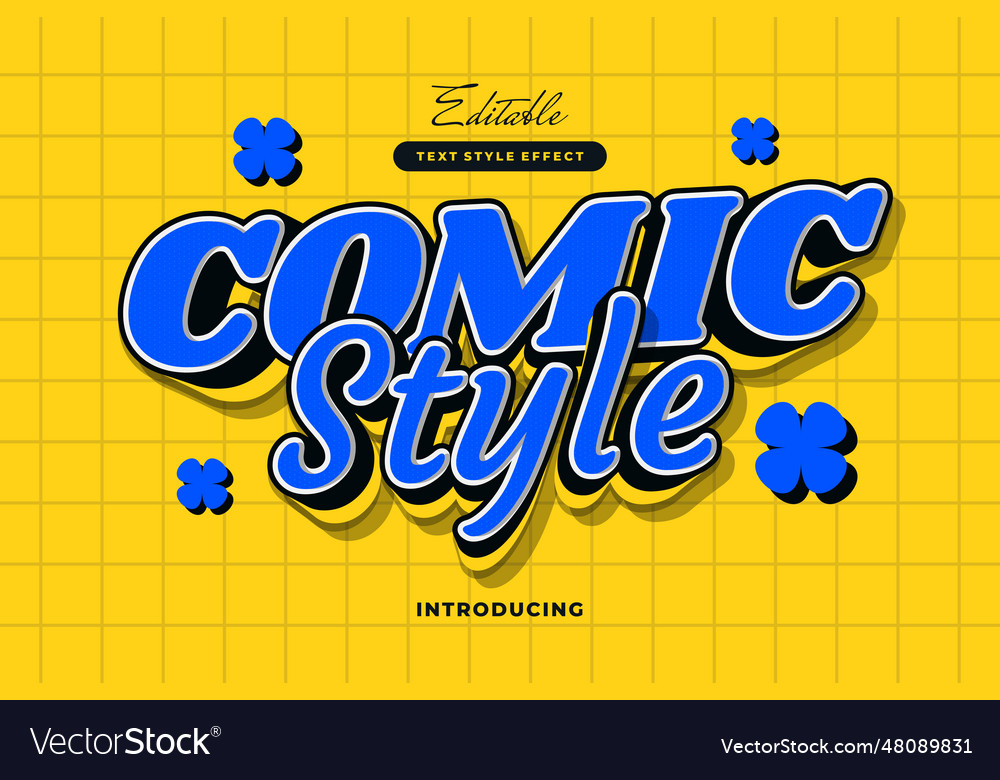 Editable text effect with retro comic style Vector Image