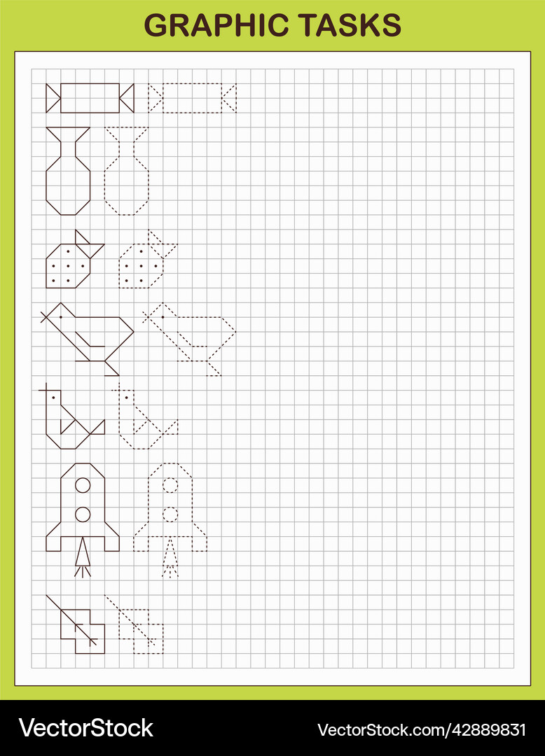 Graphic tasks by cells educational games for kids Vector Image