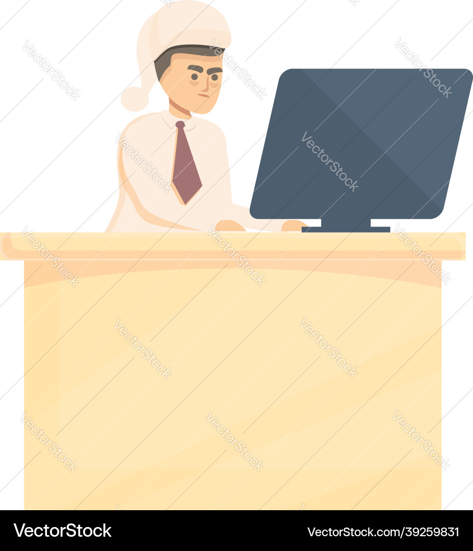 Hard working employee icon cartoon night Vector Image