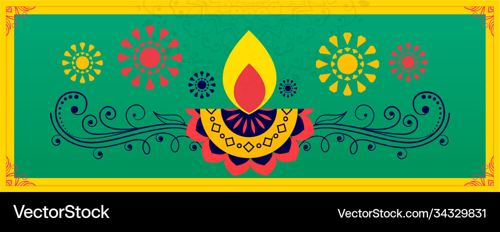 Indian style decorative diya design for diwali Vector Image