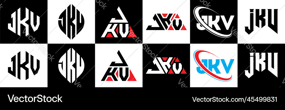 Jkv letter logo design in six style polygon Vector Image