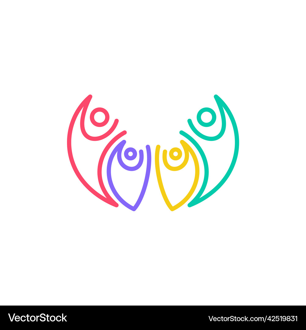 Line art people together human unity logo icon Vector Image