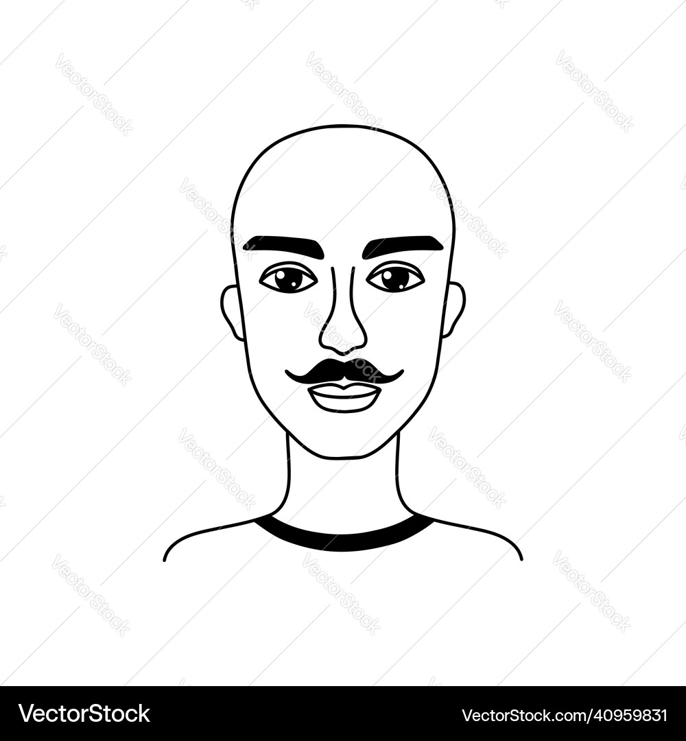 Male face in doodle style Royalty Free Vector Image