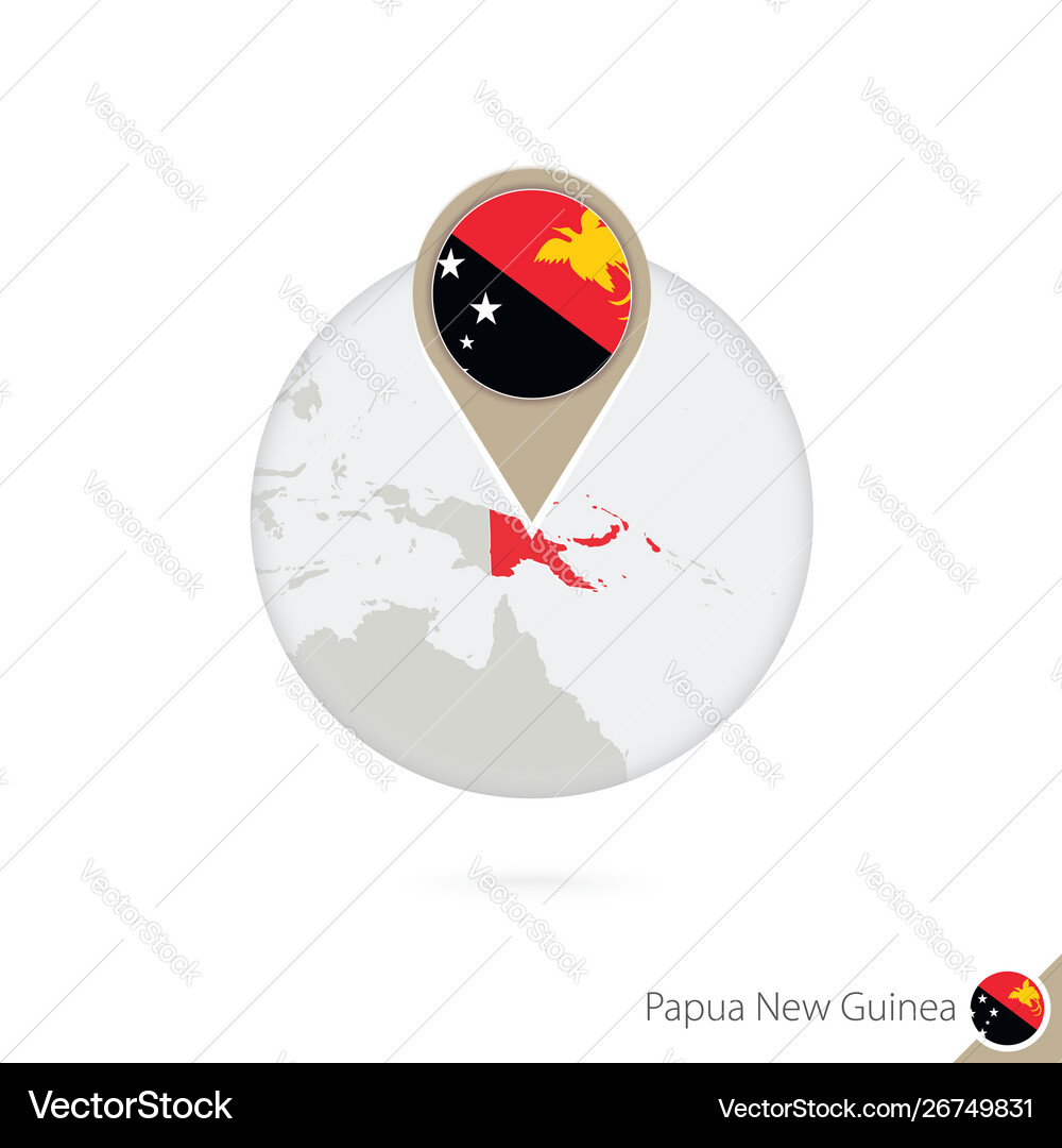 Papua new guinea map and flag in circle map Vector Image